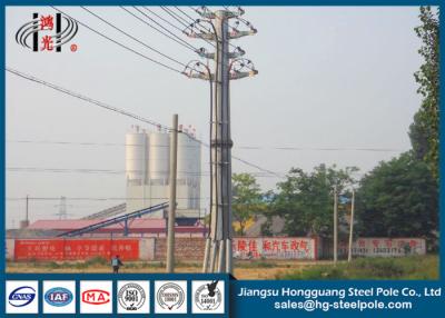 China 220KV 25FT - 45FT Galvanized Polygonal Durable Electric Steel Pole with Overlap / Flange connection for sale
