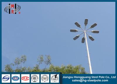 China Polygonal HDG 50m Flood Light Poles High Mast for Motoway Lighting for sale