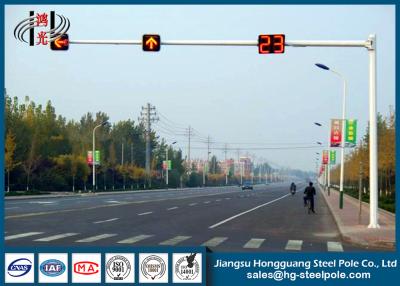 China 6m Length Steel Traffic Light Pole Galvanized Driveway With 8m Cross Arm for sale