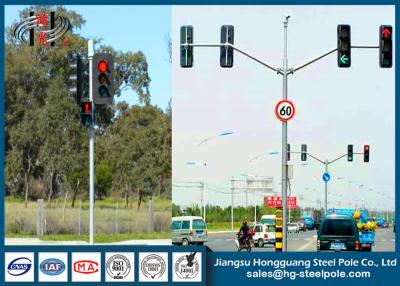China Q235 Conical / Round / Polygonal Double Arms Traffic Light Pole For Railway Crossing for sale