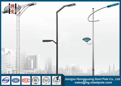 China Octagonal Outdoor Street Light Poles 8m To 15m With 60mm Dia Double Curved Arm for sale