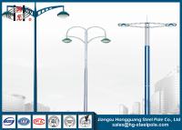 China Double Arms Q235 10 Meters Street Light Poles  Steel Conical With Solar Pannel for sale