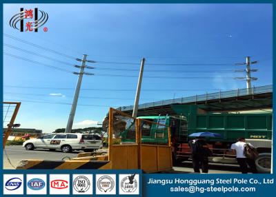 China Hot Dip Galvanized Tubular / Tapered Transmission Line Pole With Climbing Rung for sale