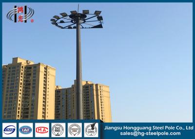 China Anti - Rust Powder Coated High Mast Flood Light Poles With Lifting System for sale