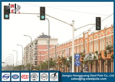 China Powder Coated Traffic Light Pole For Commercial Areas With Double Arms for sale