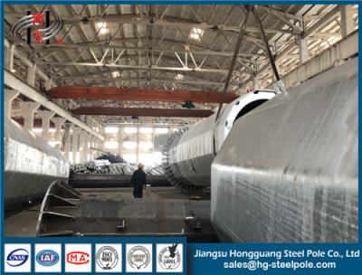 China Hot Dip Galvanized Conical Tapered Steel Electric Pole With Climbing Ladder for sale