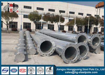 China Round Hot Dip Galvanised Steel Pole With Flange Mode For Power Transmission for sale