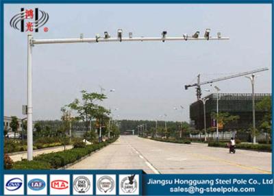 China Hot-dip Galvanized CCTV Camera Pole with 120 Km/h Wind Resistance for Ground Mounted Outdoor Surveillance for sale