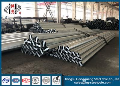 China 45FT Polygonal Conical Hot Dip Galvanized Steel Pole With Climbing Rung Q345 for sale