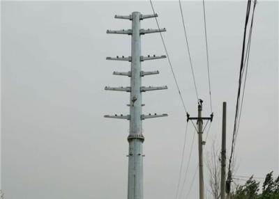 China 33kv Galvanized Octagonal 16m Steel Electric Power Pole With Sleeve Join Type for sale