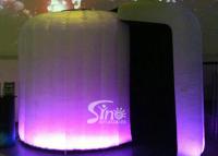 China 8ft High Inflatable Photo Booth Enclosure with LED Tube Lights and Removable Door for sale