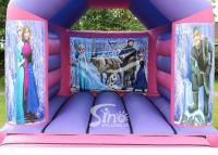 China OEM ODM Purple Kids Frozen Bouncy Castle 0.55mm PVC Tarpaulin 610gsm for sale
