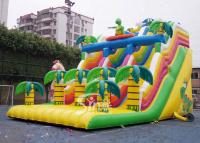 China Giant Double Lane Dragon Inflatable Forest Slide 0.55mm PVC Tarpaulin with Palm Trees for sale
