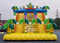 China Giant Double Lane Dragon Inflatable Forest Slide 0.55mm PVC Tarpaulin with Palm Trees for sale