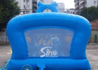 China Blue Mini Giraffe Inflatable Jumper 4m x 3.2m for Kids Party Game Commercial Use for sale