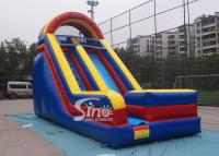China Commercial Dark Blue Single Lane Inflatable Slide 610g PVC Lead Free Material for sale