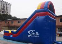 China Commercial Dark Blue Single Lane Inflatable Slide 610g PVC Lead Free Material for sale