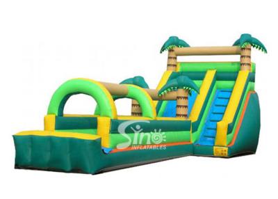 China Commercial Inflatable Water Slide 10m Long Tropical Palm Tree Slip N Slide for Beach Parties for sale