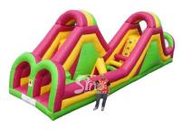 China 12m long giant commercial inflatable obstacle course with big slide for kids for sale