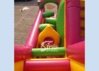 China 12m long giant commercial inflatable obstacle course with big slide for kids for sale