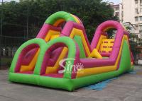 China 12m long giant commercial inflatable obstacle course with big slide for kids for sale