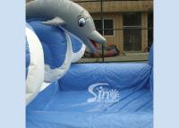 China 6.0m Outdoor Commercial Inflatable Water Slide Three Dolphins 0.55mm PVC Tarpaulin for sale