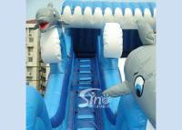 China 6.0m Outdoor Commercial Inflatable Water Slide Three Dolphins 0.55mm PVC Tarpaulin for sale