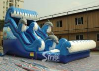 China 6.0m Outdoor Commercial Inflatable Water Slide Three Dolphins 0.55mm PVC Tarpaulin for sale