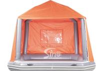 China 8'x8' enclosed airtight inflatable floating tent made of drop stitch material for water camping for sale