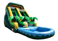 China Summer Parties Coconut Tree Inflatable Water Slide With Pool For Kids for sale