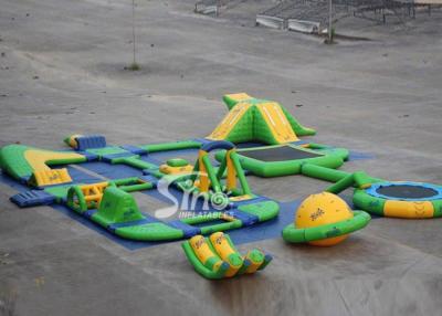 China Custom 25x24m Giant Inflatable Water Park with Trampoline Seesaw and Spinner for Kids Adults for sale
