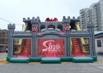 China 12x10m commercial kids giant inflatable medieval castle slide with tunnel N obstacle course from Sino Inflatables for sale