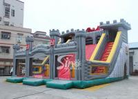 China 12x10m commercial kids giant inflatable medieval castle slide with tunnel N obstacle course from Sino Inflatables for sale