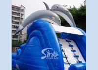China 5m High Dolphin Kids Inflatable Water Slide with Pool EN14960 Certified 9.3x3.6m for sale