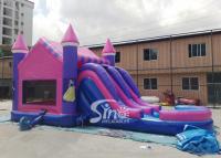 China Commercial Double Lane Inflatable Bouncy House 9.8m with Slide Basketball Ring and Water Pool for Kids Parties for sale
