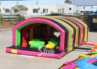 China 13x6m Rainbow Stone Hop Inflatable Obstacle Course Race For Inflatable 5K Or Mud Run for sale