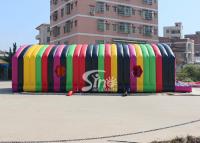 China 13x6m Rainbow Stone Hop Inflatable Obstacle Course Race For Inflatable 5K Or Mud Run for sale