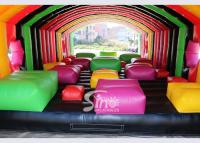 China 13x6m Rainbow Stone Hop Inflatable Obstacle Course Race For Inflatable 5K Or Mud Run for sale
