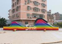 China 6 Lane Color Run Inflatable Obstacle Course with 2 Hill Slides for 5K Sports Activities for sale