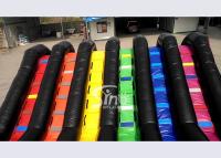 China 6 Lane Color Run Inflatable Obstacle Course with 2 Hill Slides for 5K Sports Activities for sale