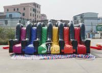 China 6 Lane Color Run Inflatable Obstacle Course with 2 Hill Slides for 5K Sports Activities for sale