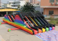 China 6 Lane Color Run Inflatable Obstacle Course with 2 Hill Slides for 5K Sports Activities for sale