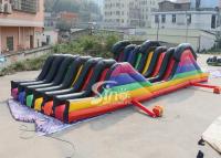China 6 Lane Color Run Inflatable Obstacle Course with 2 Hill Slides for 5K Sports Activities for sale