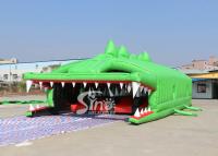 China 13x6m Big Crocodile Adults Inflatable Obstacle Course With Top Tent Covered For Outdoor Color Run for sale