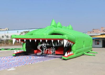 China 13x6m Big Crocodile Adults Inflatable Obstacle Course With Top Tent Covered For Outdoor Color Run for sale