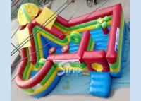 China Commercial Grade Kids Mega Bounce Inflatable Obstacle Course 5.1x7.5x5.1m 610g/m2 PVC for sale