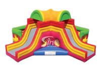 China Commercial Mega Bounce Kids Inflatable Obstacle Course With Dual Slide From Sino Inflatables for sale