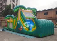 China 12m Long Outdoor Kids Jungle Inflatable Obstacle Course With Big Fun Slide for sale