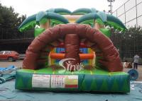 China 12m Long Outdoor Kids Jungle Inflatable Obstacle Course With Big Fun Slide for sale