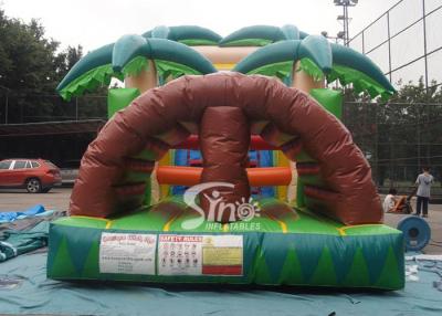 China 12m Long Outdoor Kids Jungle Inflatable Obstacle Course With Big Fun Slide for sale